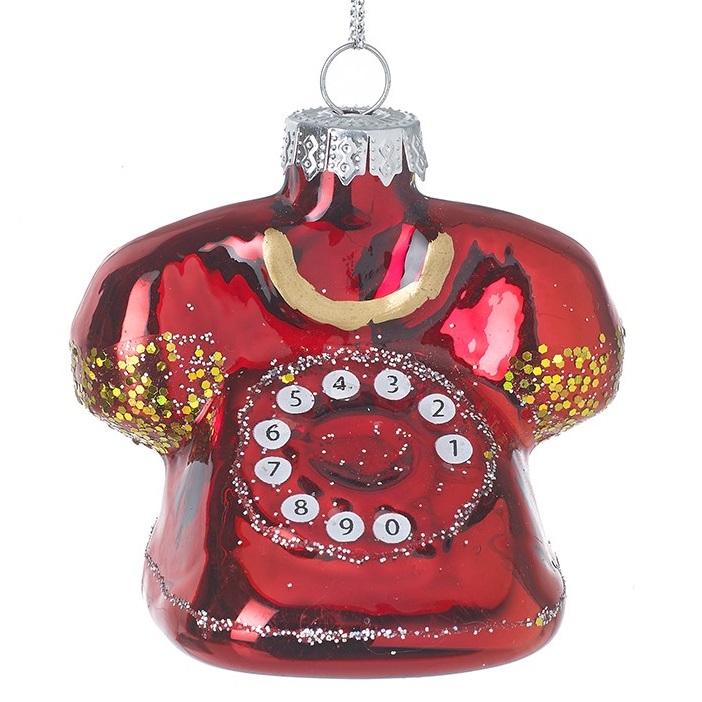 Telefoon met draaischijf (kerstbal glas - 7cm)