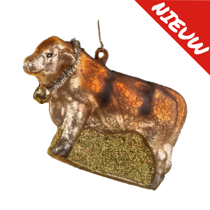Koe Brown Swiss met bel - retro stijl